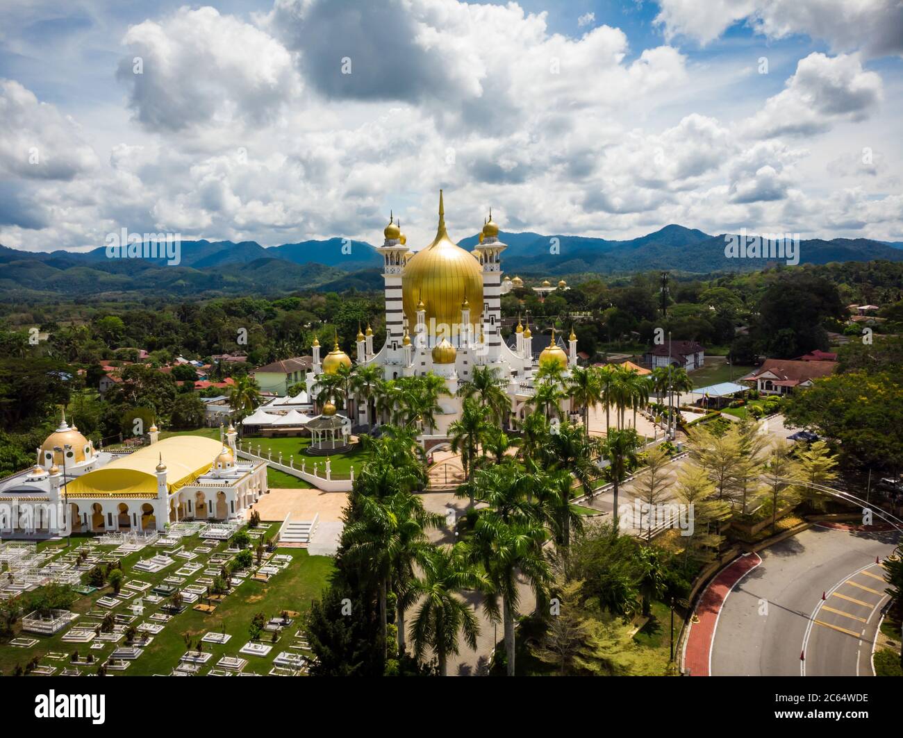 Scenic Aerial view of Masjid Ubudiah, Kuala Kangsar, Perak Stock Photo ...