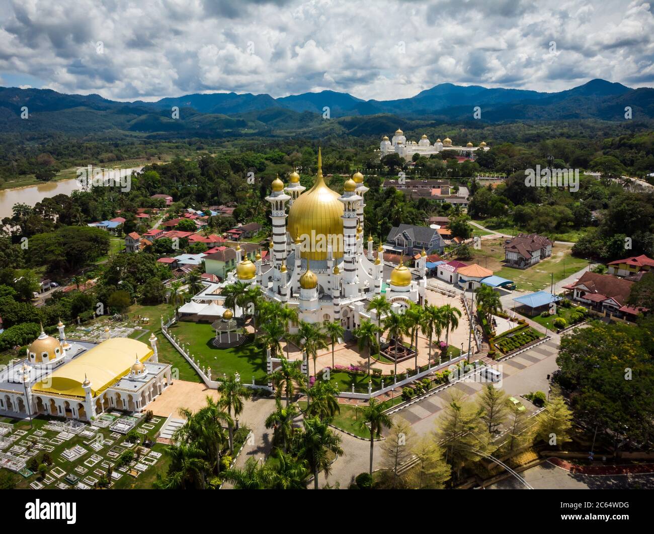 Scenic Aerial view of Masjid Ubudiah, Kuala Kangsar, Perak Stock Photo ...