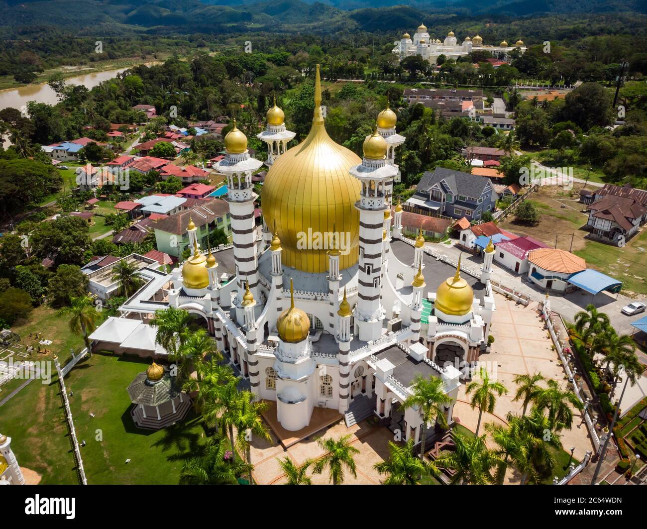 Scenic Aerial view of Masjid Ubudiah, Kuala Kangsar, Perak Stock Photo ...