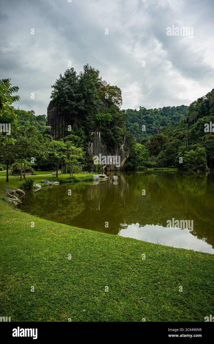 Scenic mountains and lake view in Tambun, Perak, Malaysia Stock Photo ...
