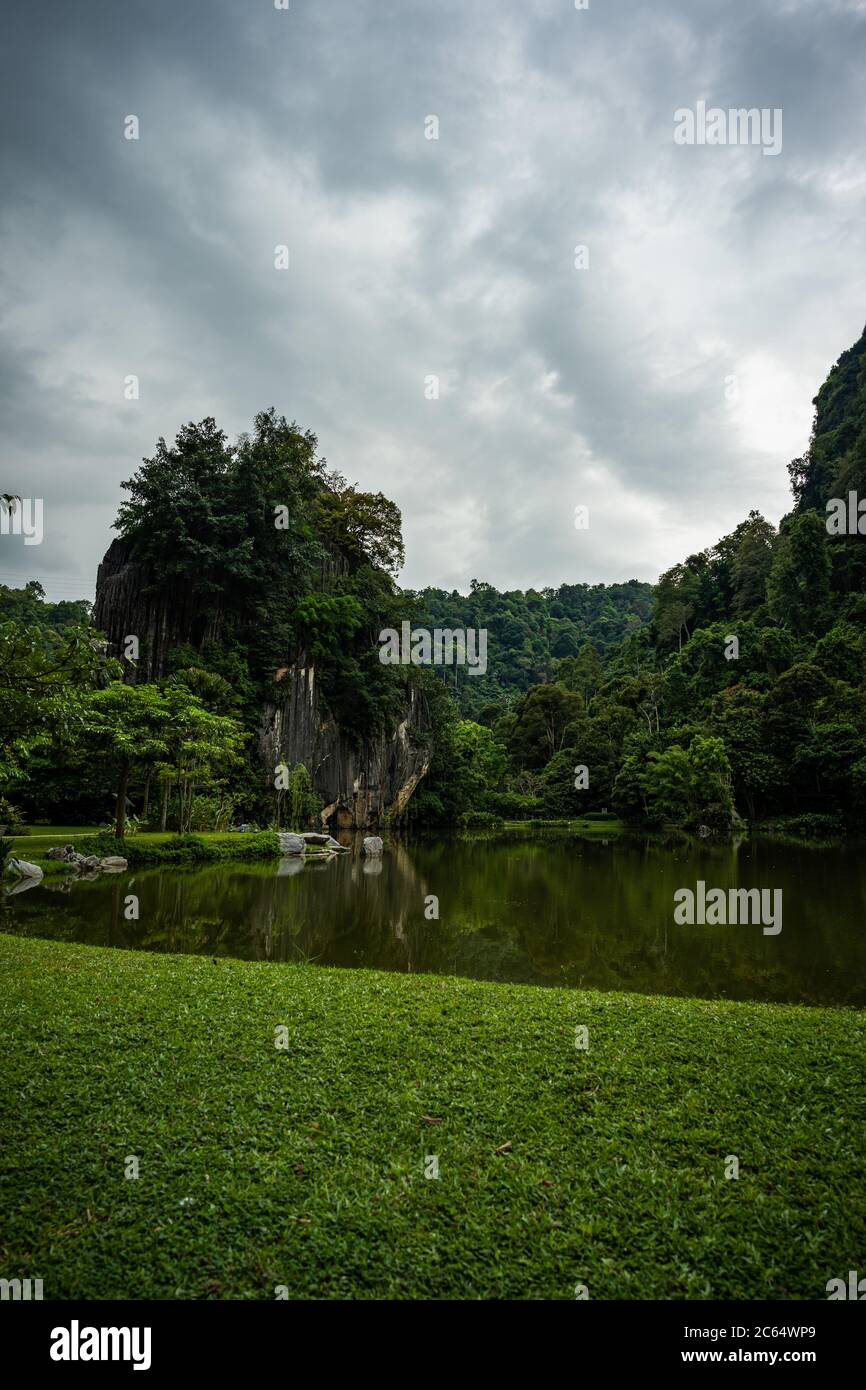 Scenic mountains and lake view in Tambun, Perak, Malaysia Stock Photo ...