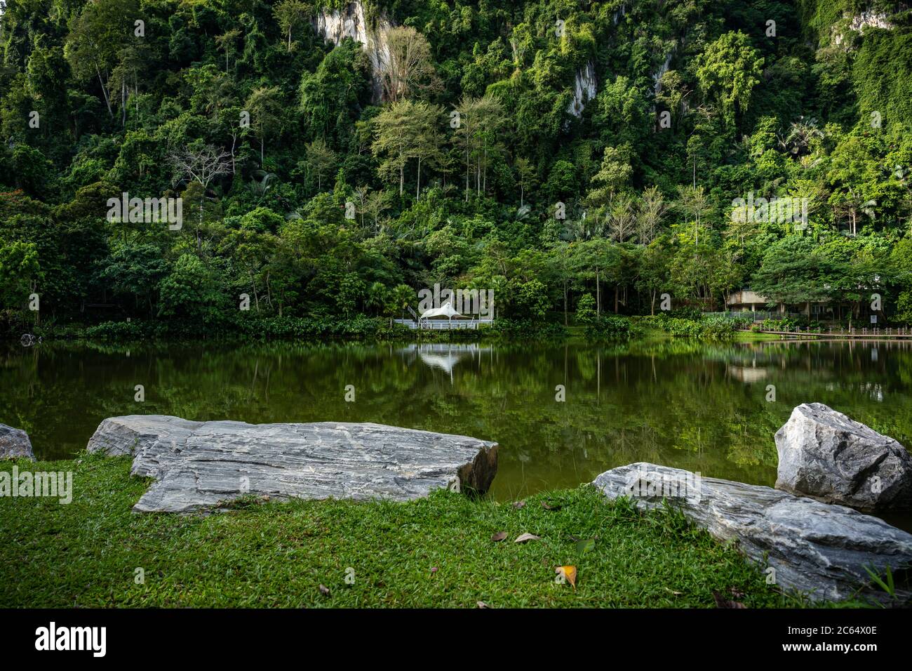 Scenic mountains and lake view in Tambun, Perak, Malaysia Stock Photo ...