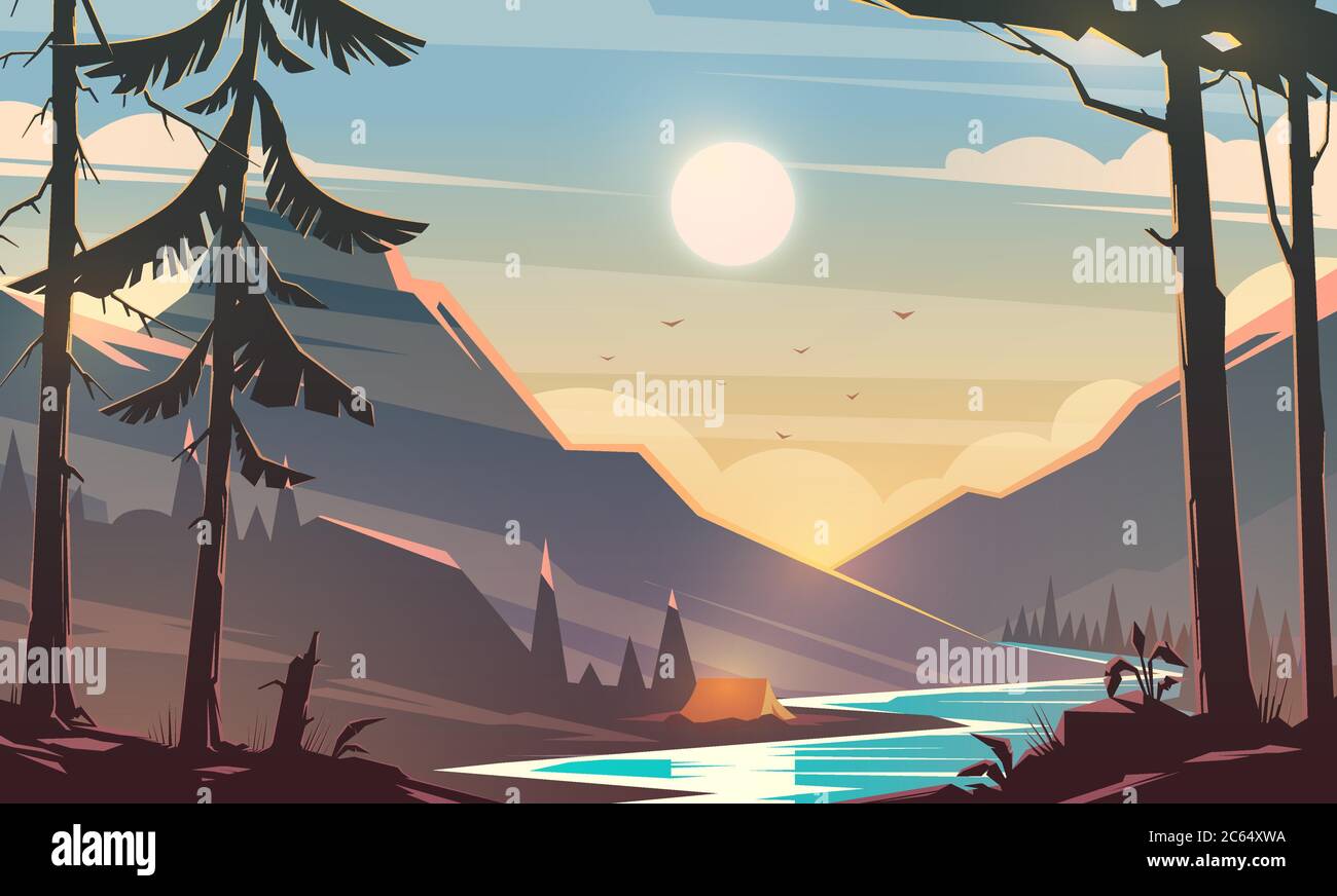 Montana landscape Stock Vector Images - Alamy