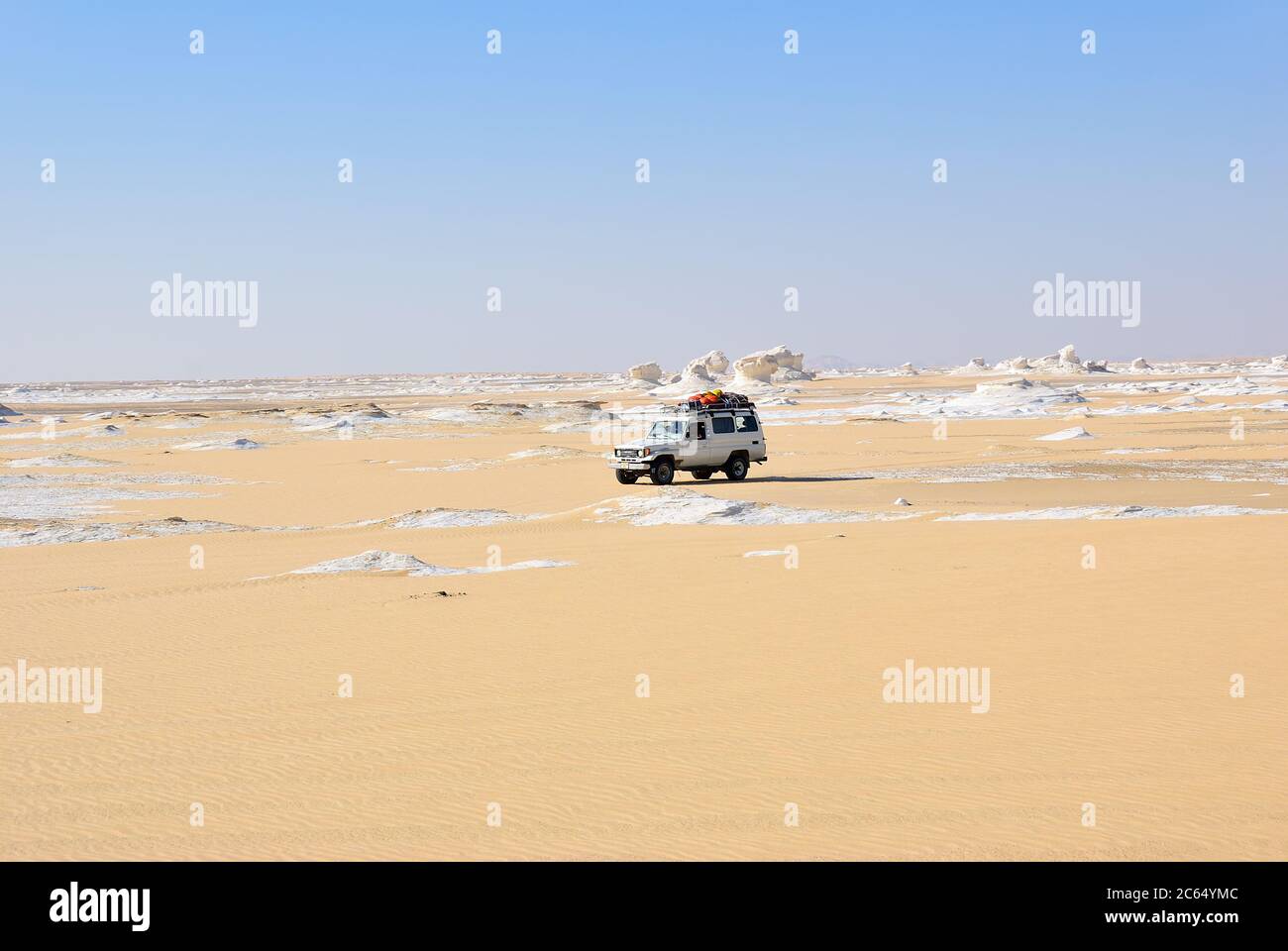 Sahara, Egypt - December 27, 2008: Offroad car shown in the White ...
