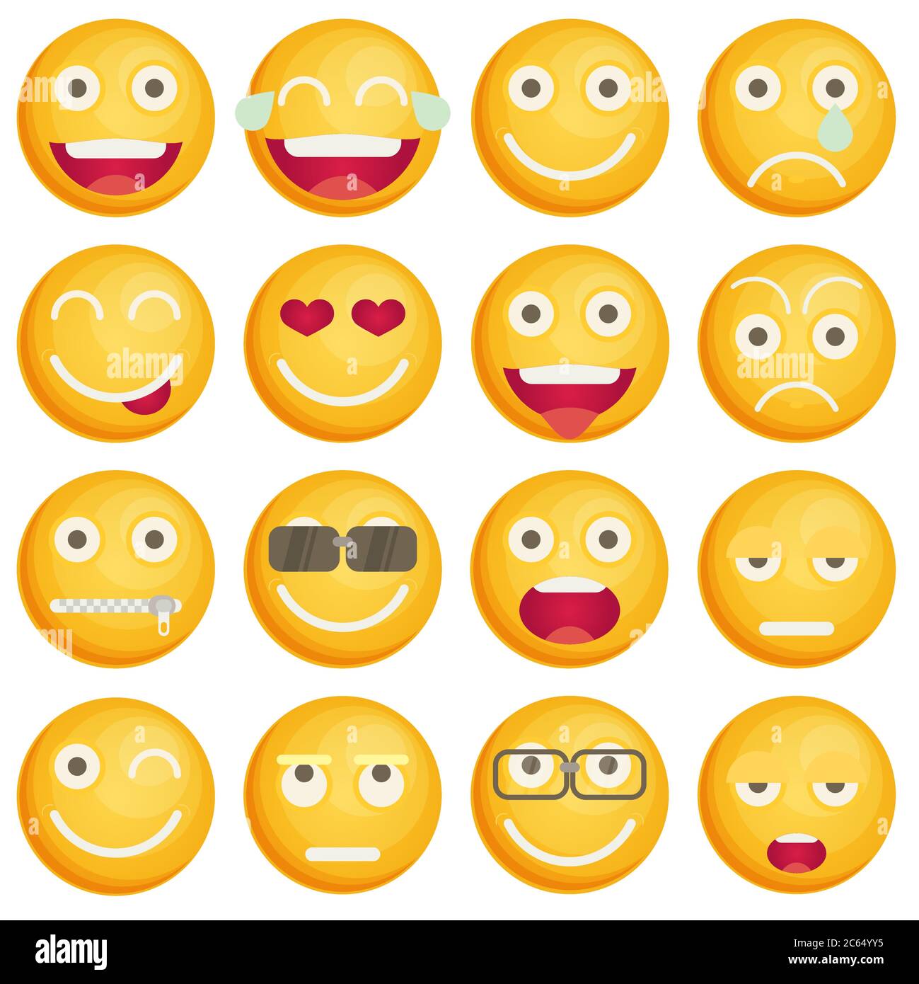 Set yellow round emoticons Stock Vector Images - Alamy
