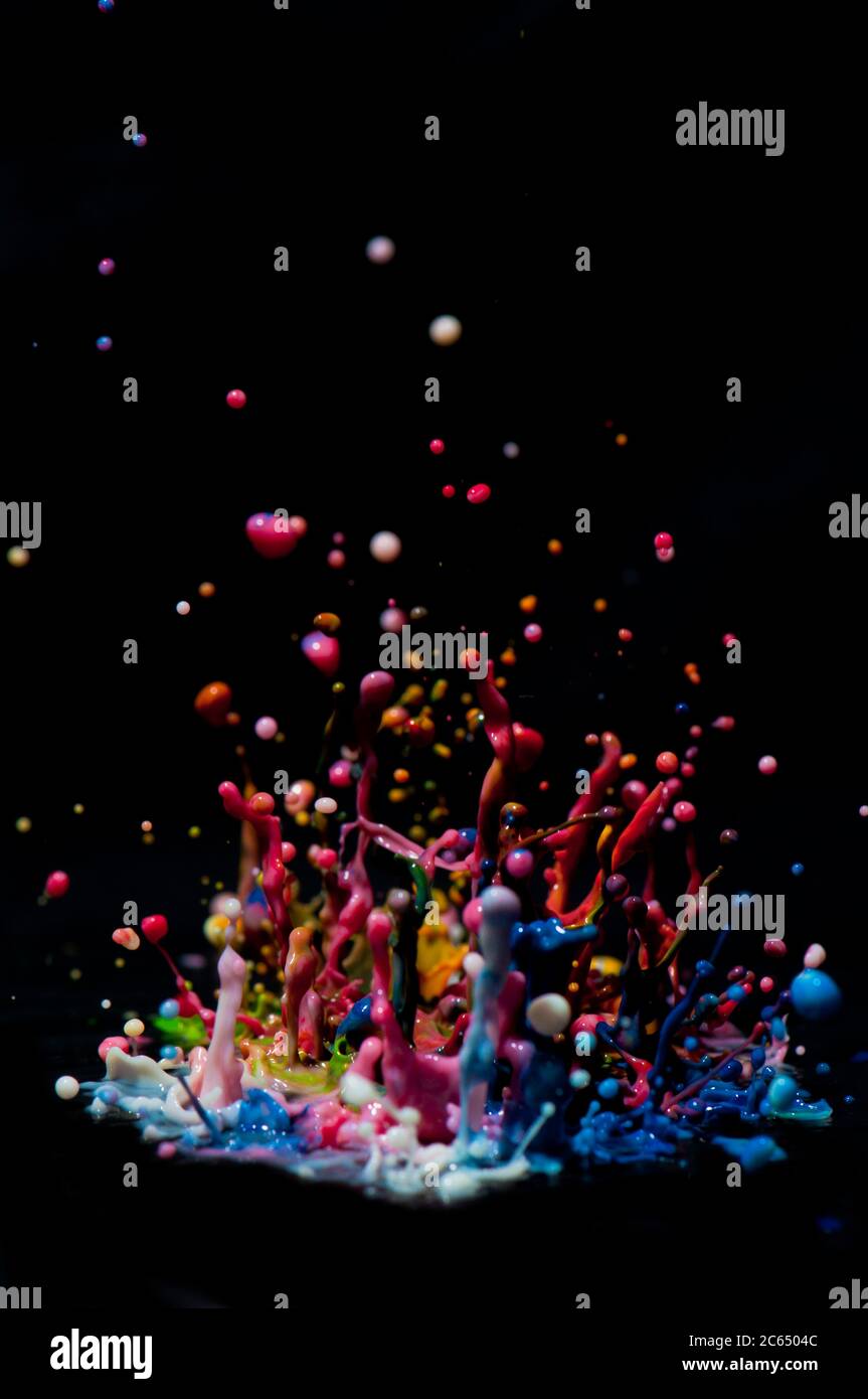 Paint Sculpture - High speed photography of splashes of multicoloured ...
