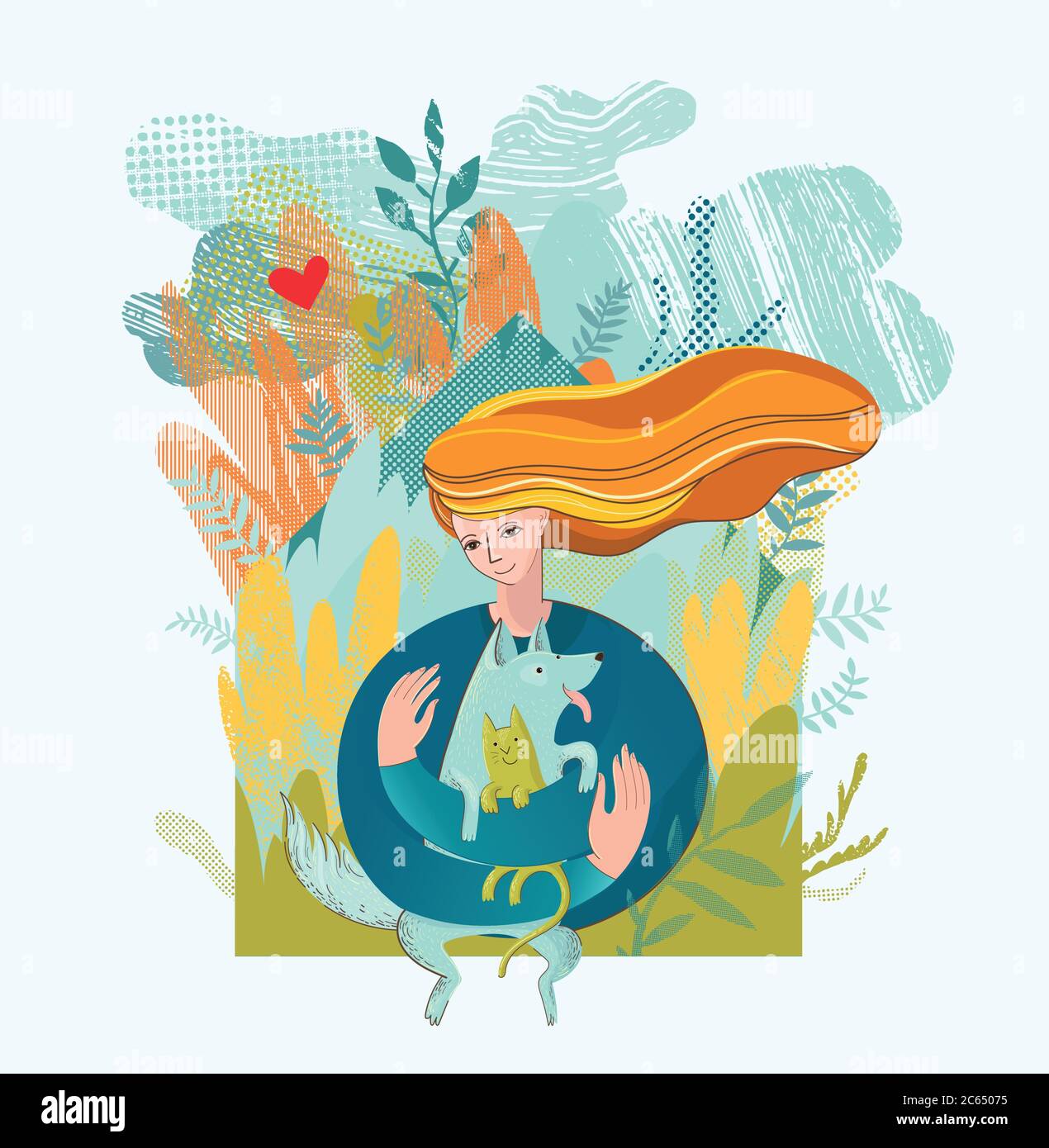 Cat between plants Stock Vector Images - Alamy