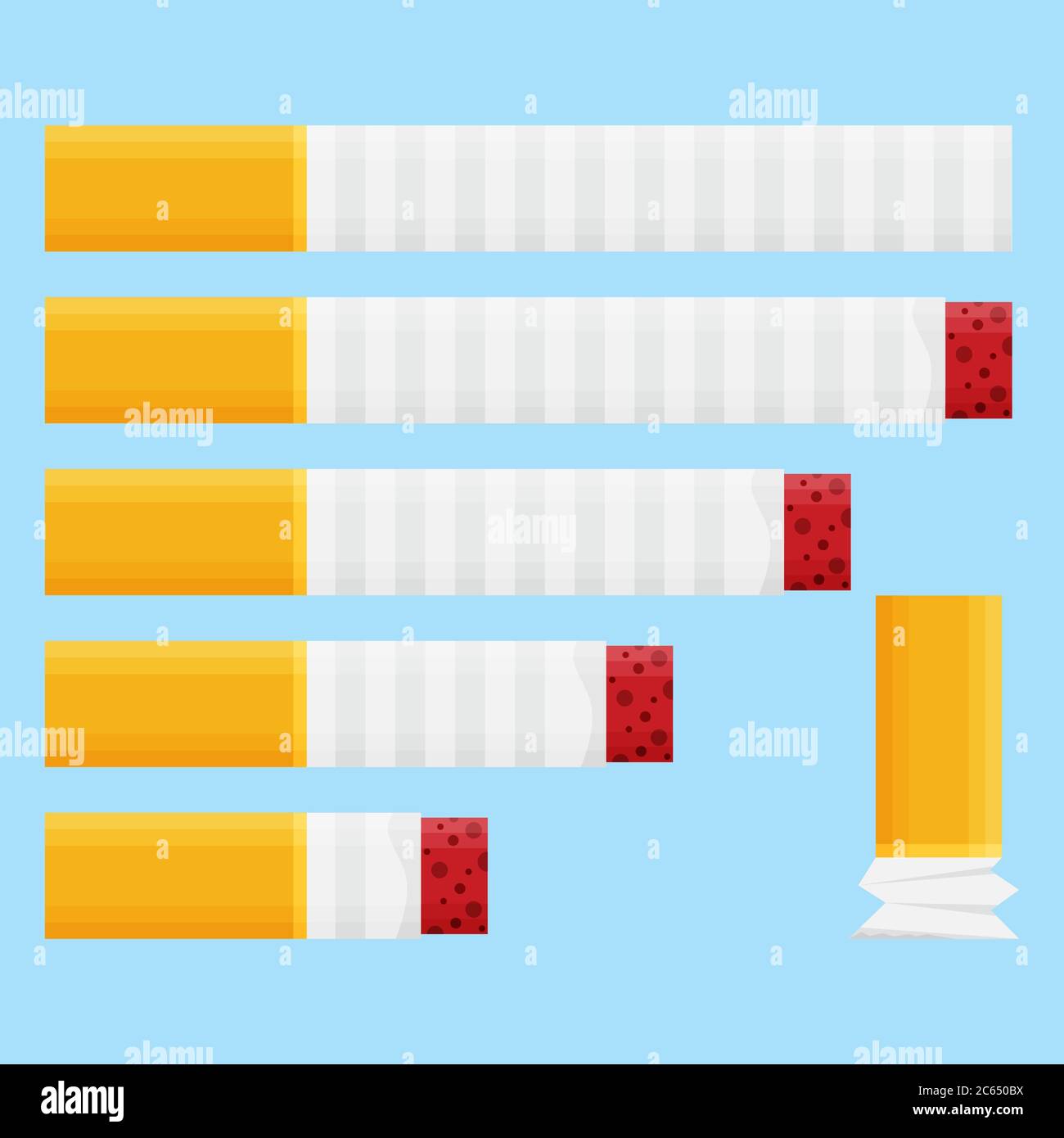 vector colored flat design cigarette set orange filter illustration ...