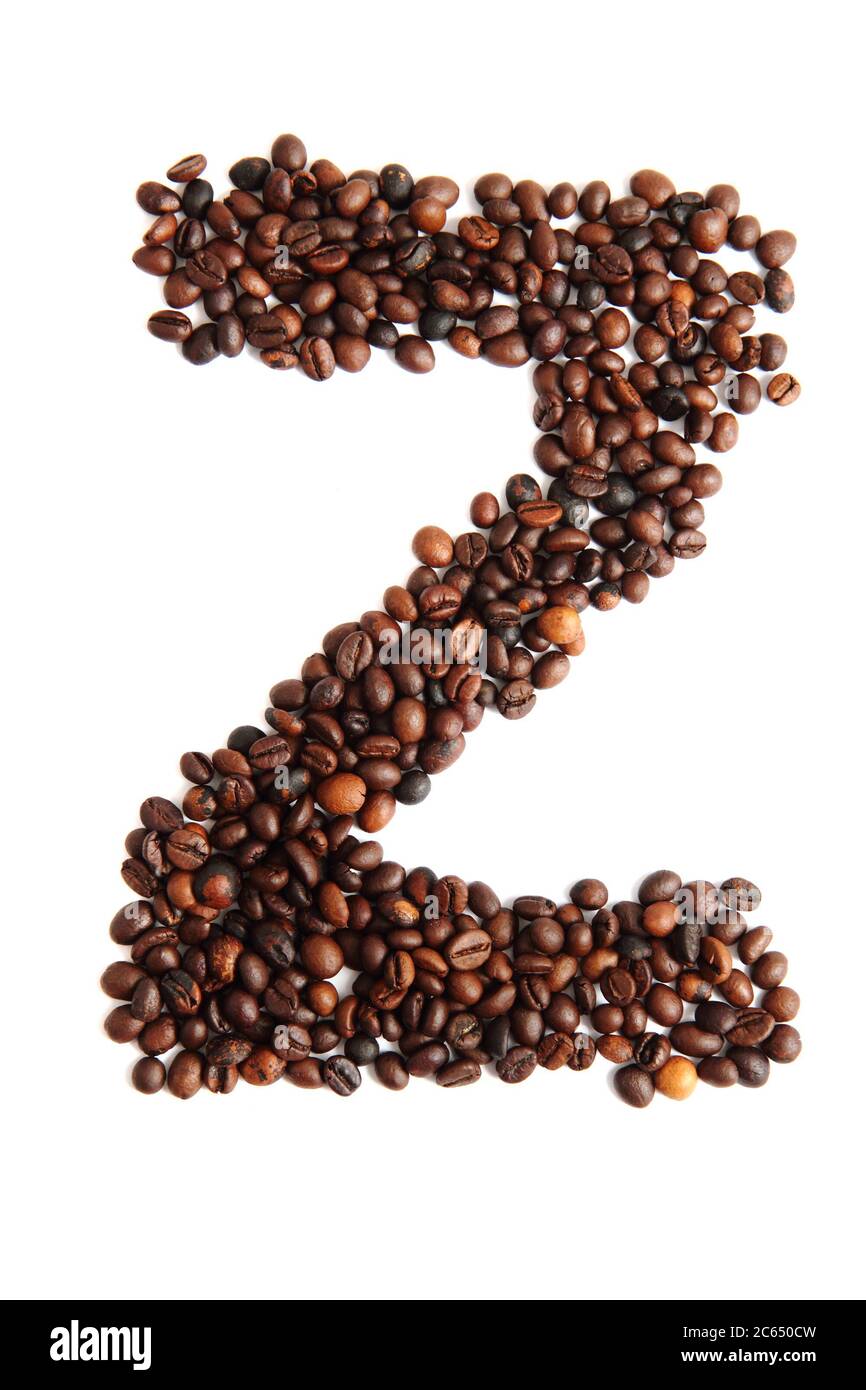 Z - alphabet from coffee beans isolated on the white background Stock ...