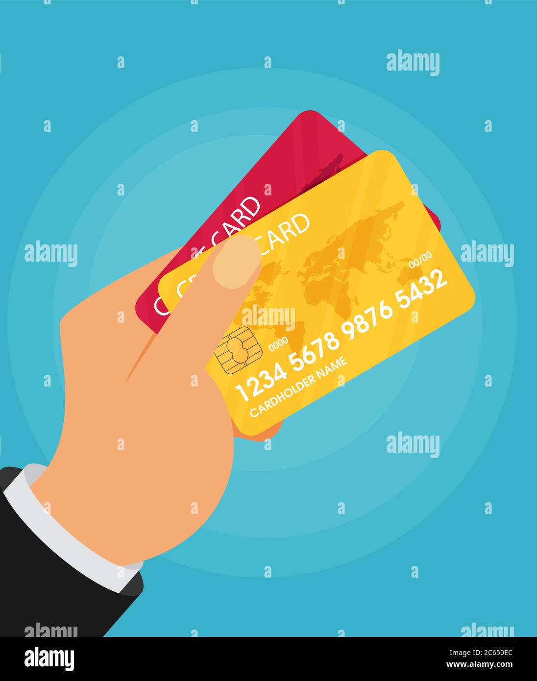 Hand holding credit card. Vector flat illustration Stock Vector Image ...