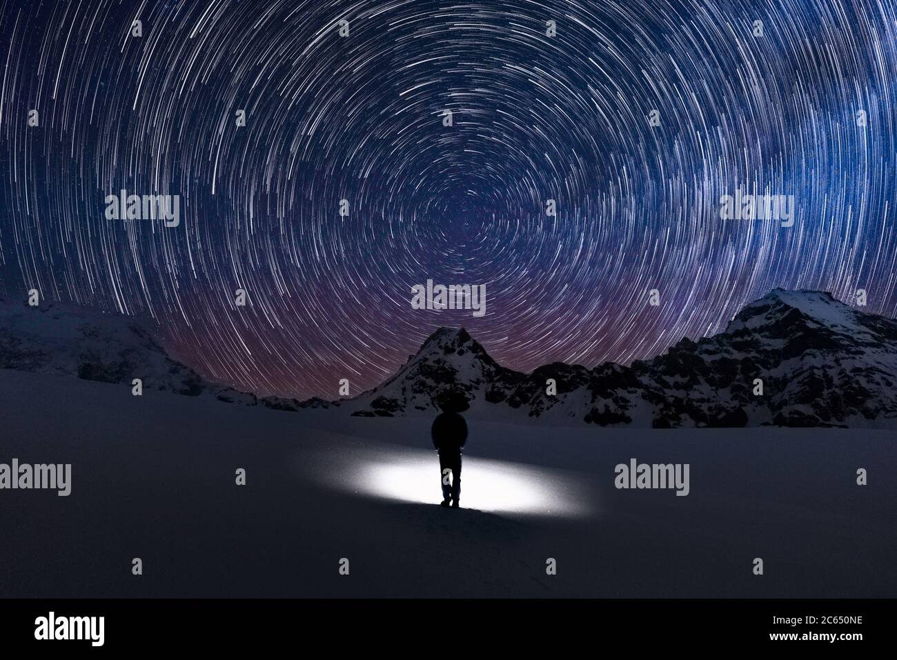 Circular Star trails facing north with Polaris the north star in centre ...