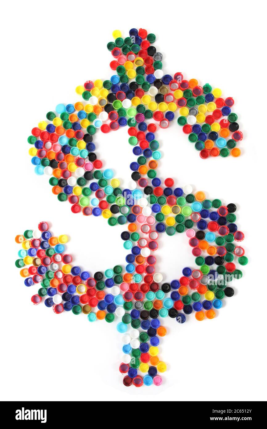 dollar sign from plastic caps isolated on the white background Stock ...