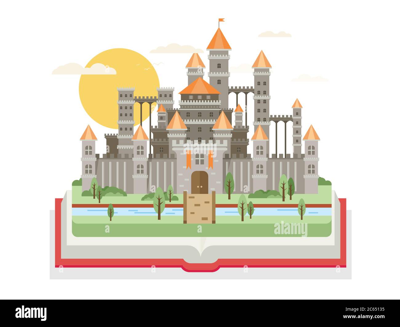 Magic fantasy castle - flat style illustration Stock Vector Image & Art ...