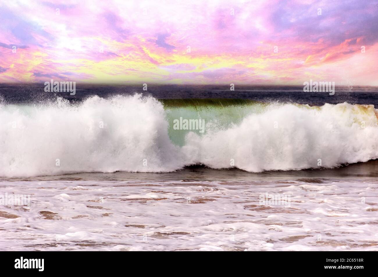 Waves of Indian ocean on island in open sea. Big waves hit shore Stock ...