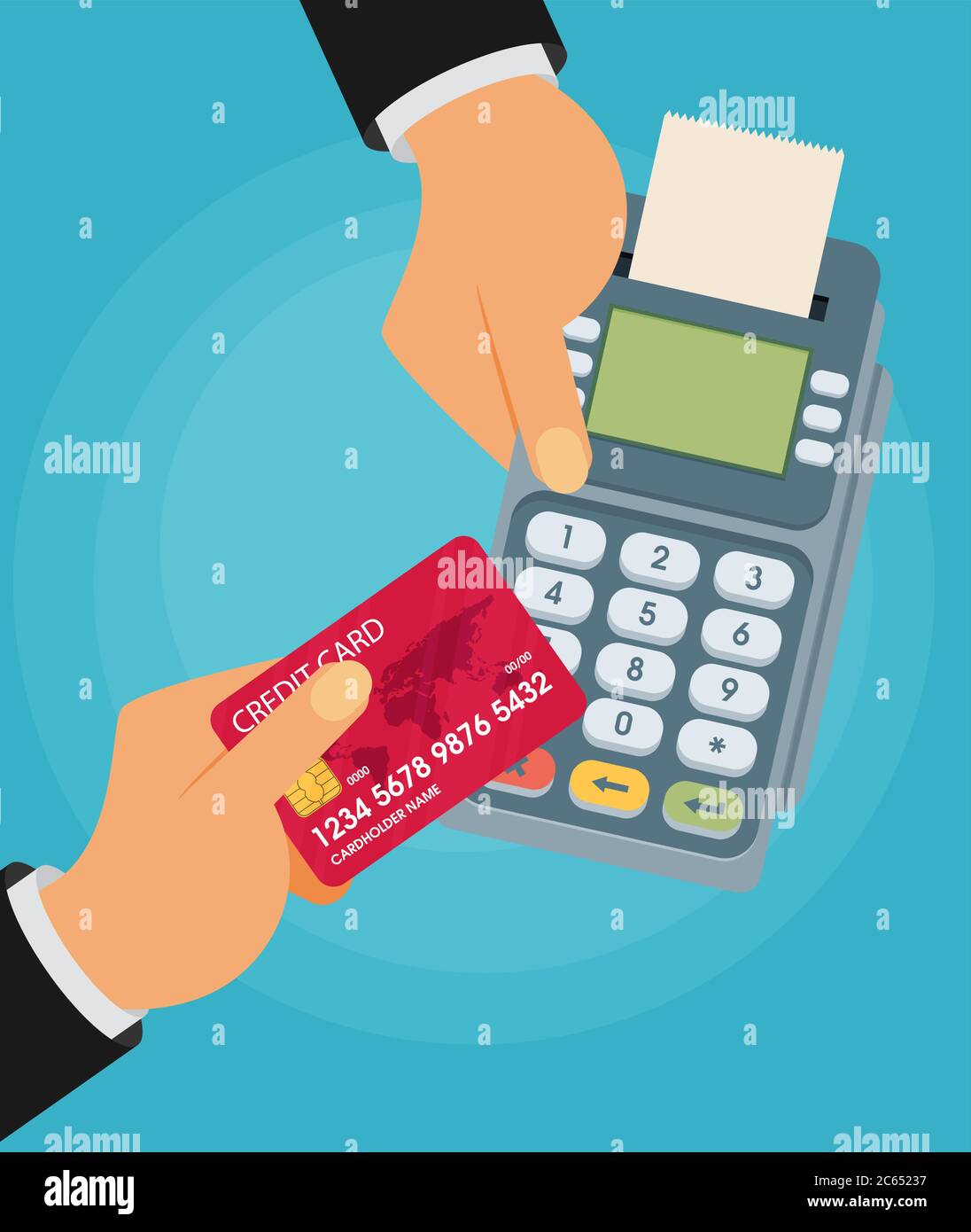 pay merchant hands credit card flat vector illustration payment Stock ...