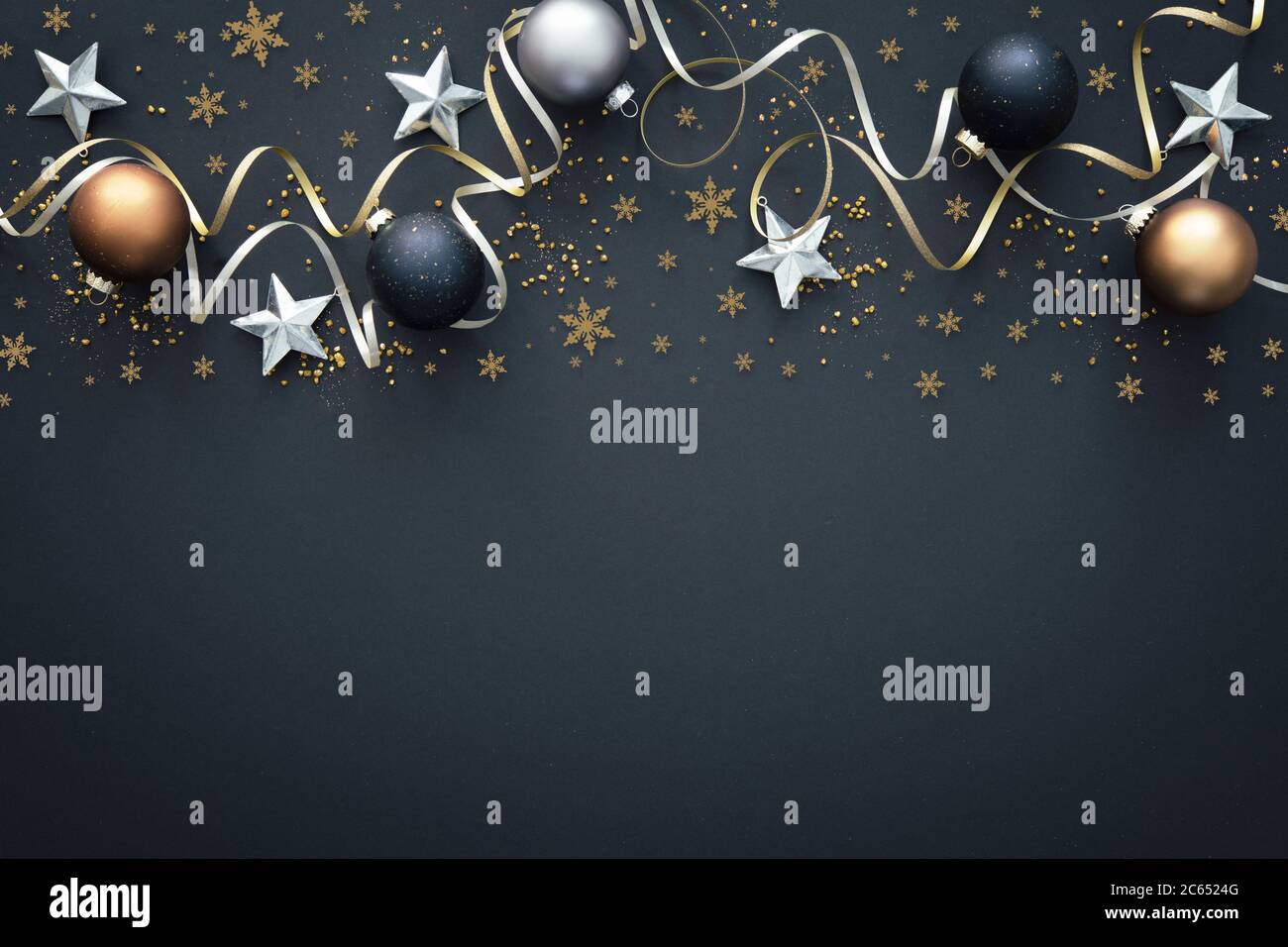 Background with Christmas decoration on dark background. Template for ...