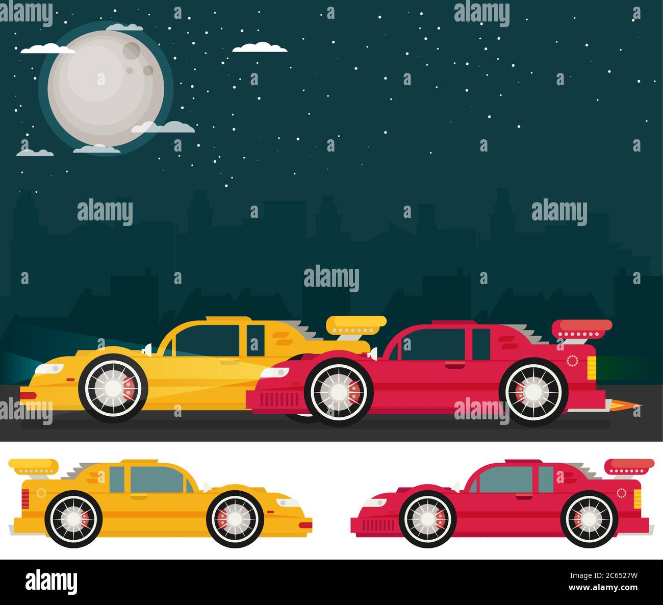 Night cars Stock Vector Images - Alamy