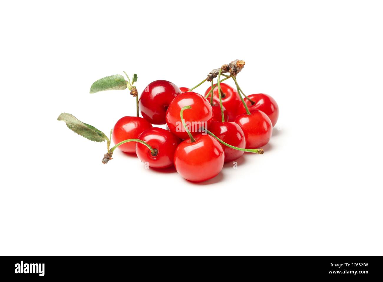 Fresh red cherry isolated on white background Stock Photo - Alamy