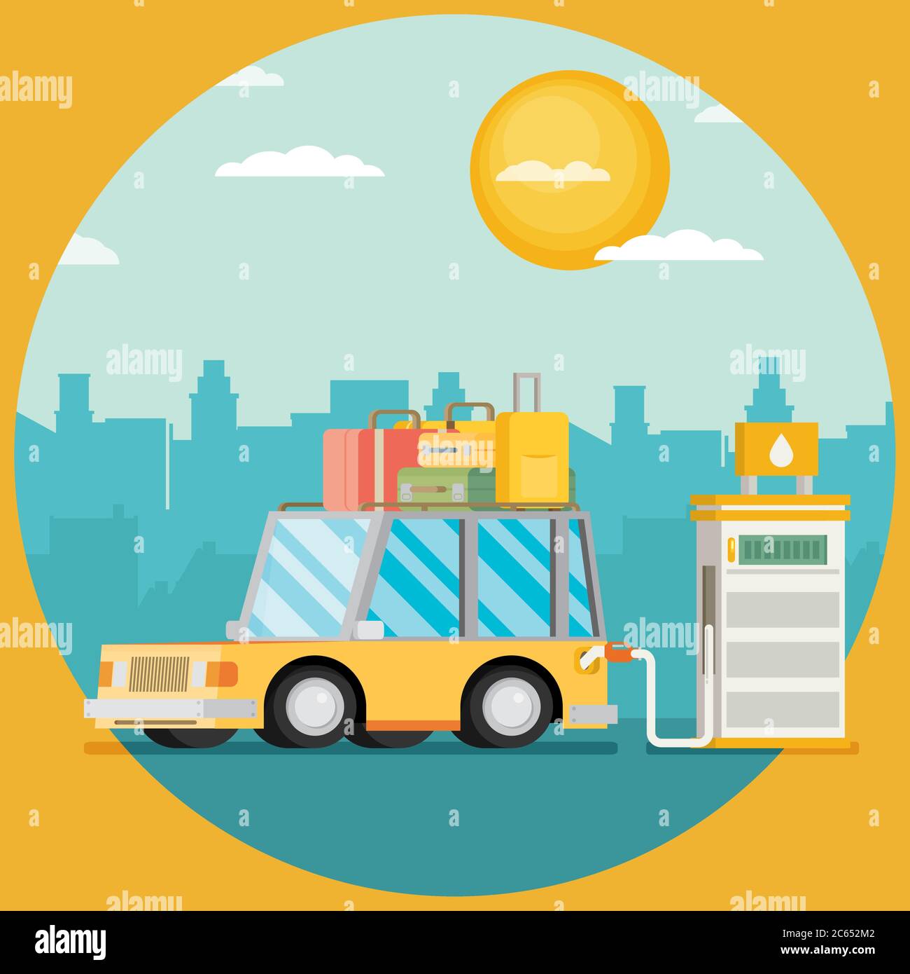 Refuel car at gas station concept flat illustration Stock Vector Image ...