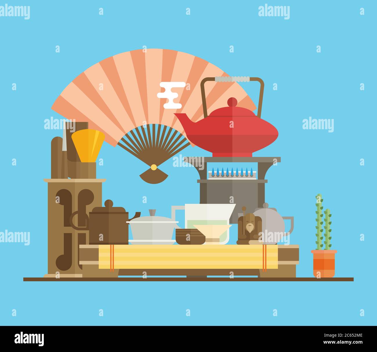 Tea Ceremony Flat Vector Stock Vector Image Art Alamy