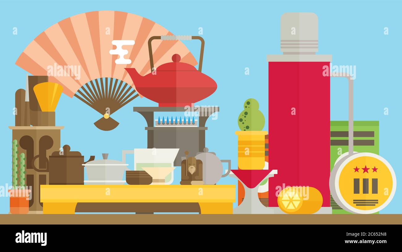 Green tea ceremony elements Stock Vector Images - Alamy