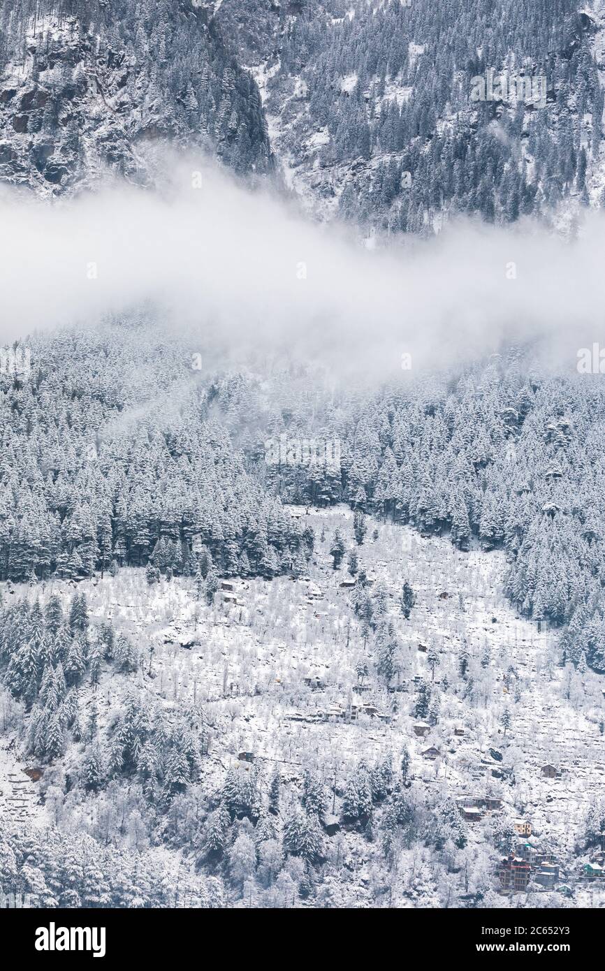 Snowfall in the winters of Manali in Himachal Pradesh, India Stock ...