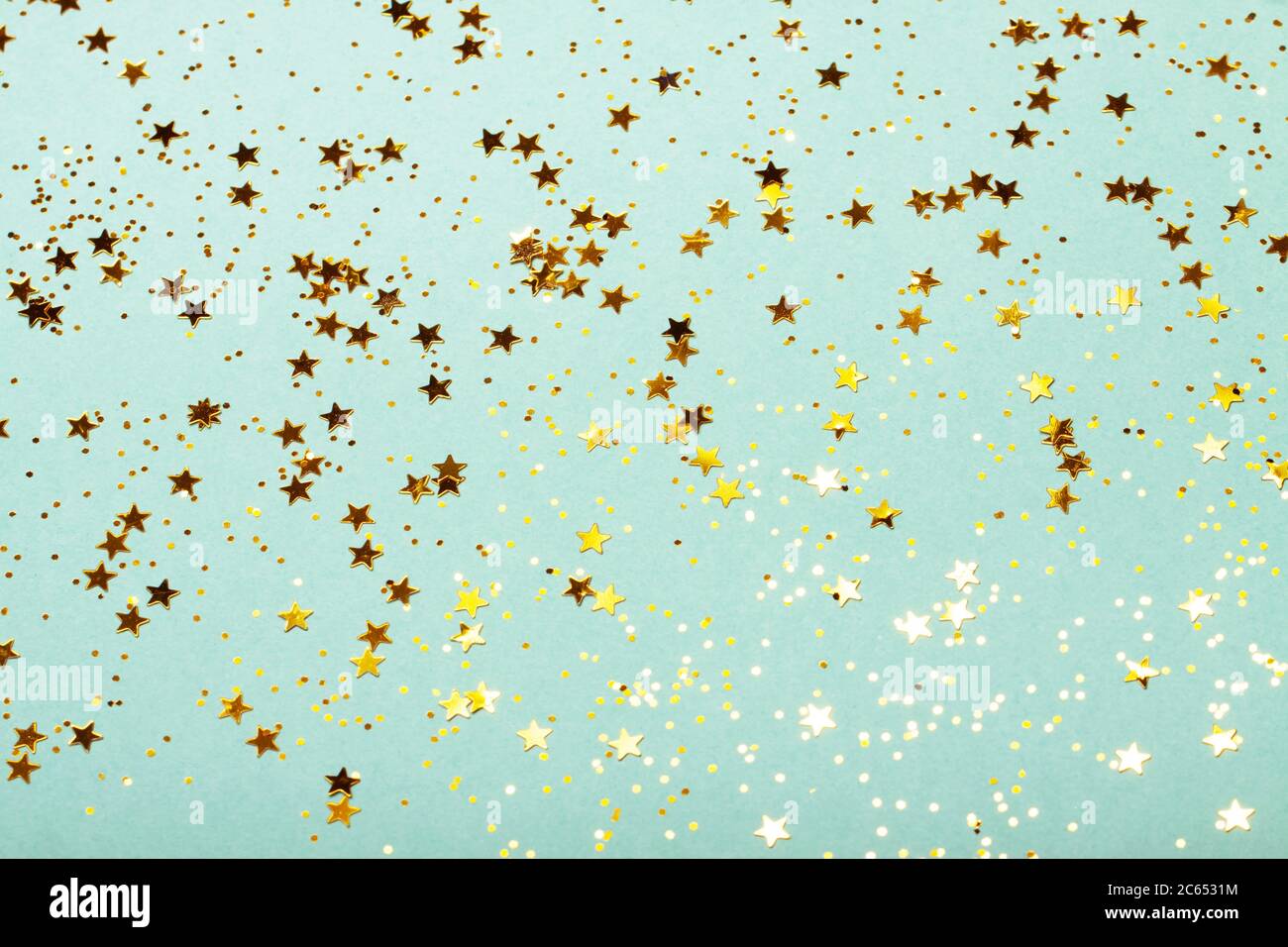 Trendy mint background with golden stars. The concept of celebrations ...