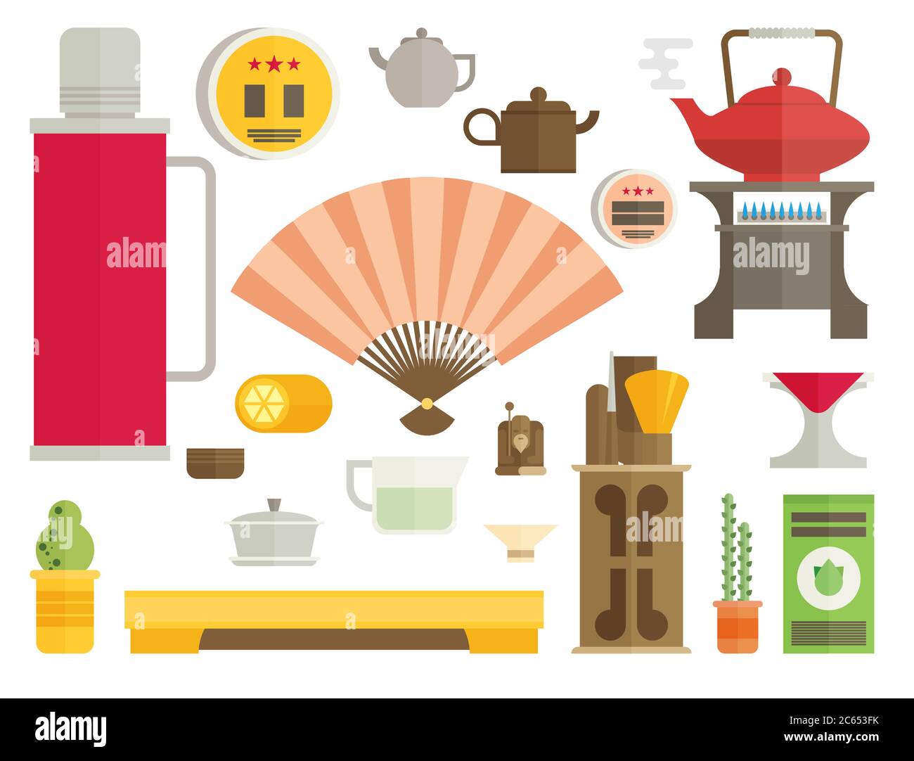 Tea Ceremony Icon Set Flat Vector Stock Vector Image Art Alamy