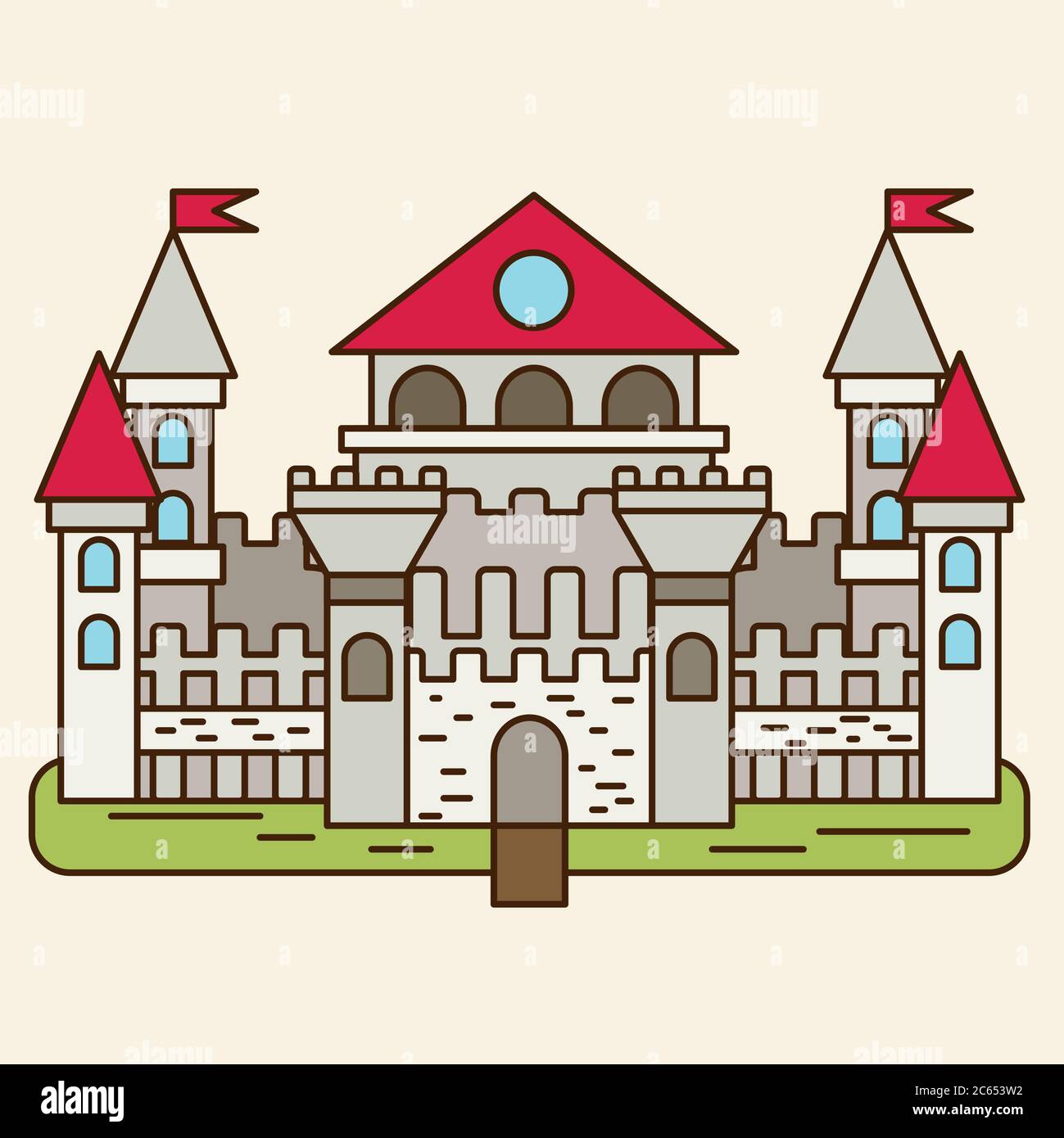 Magical fabulous cartoon castle. Vector flat illustrations Stock Vector ...