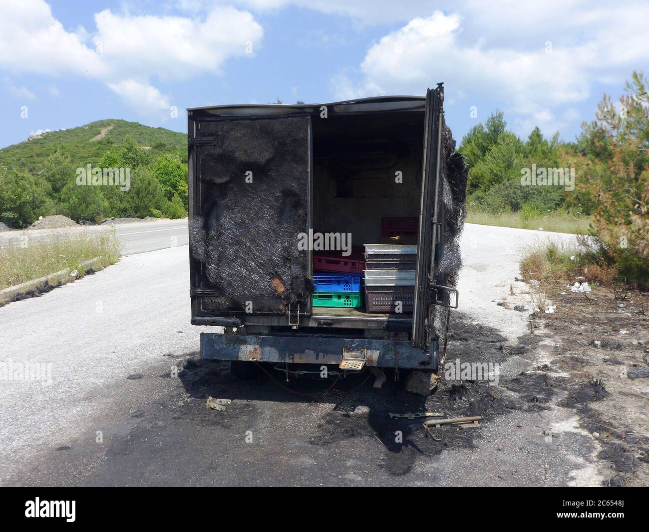 Burned out Van Stock Photo - Alamy