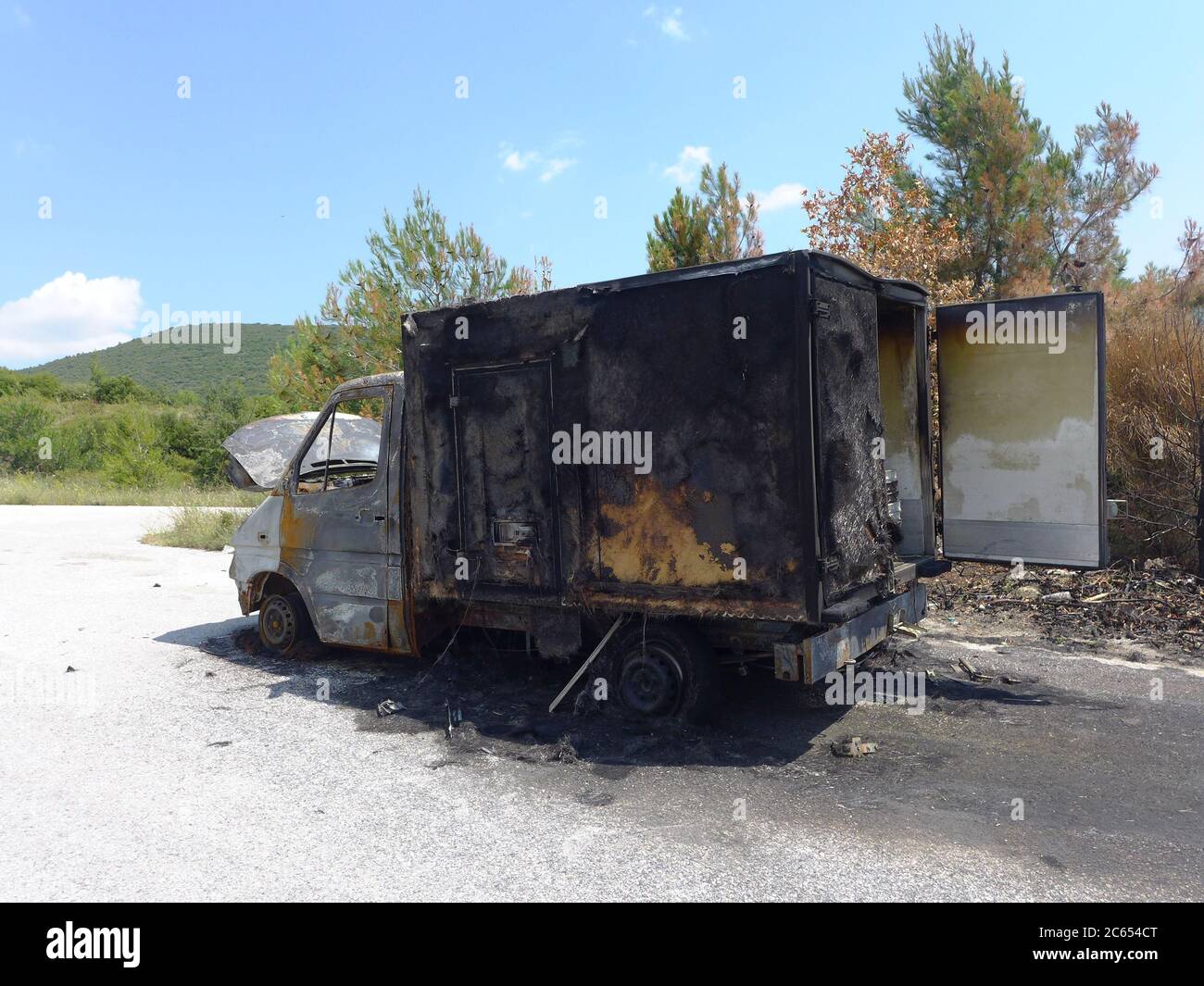 Burned out Van Stock Photo - Alamy