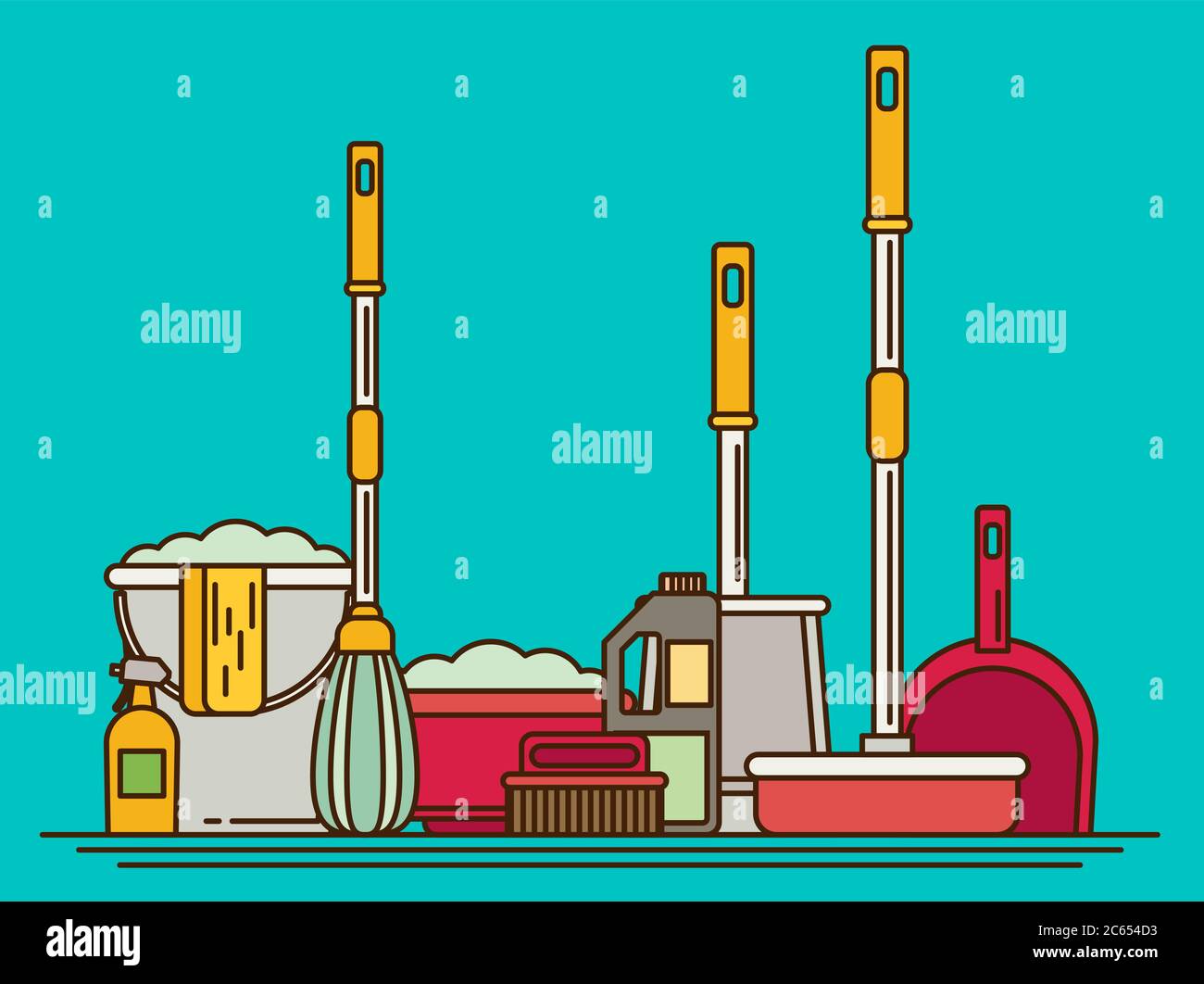 Colorful set home cleaning Stock Vector Images - Alamy