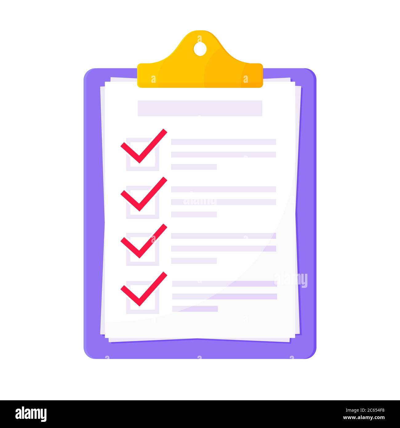 Clipboard with complete checklist flat style design icon sign vector ...