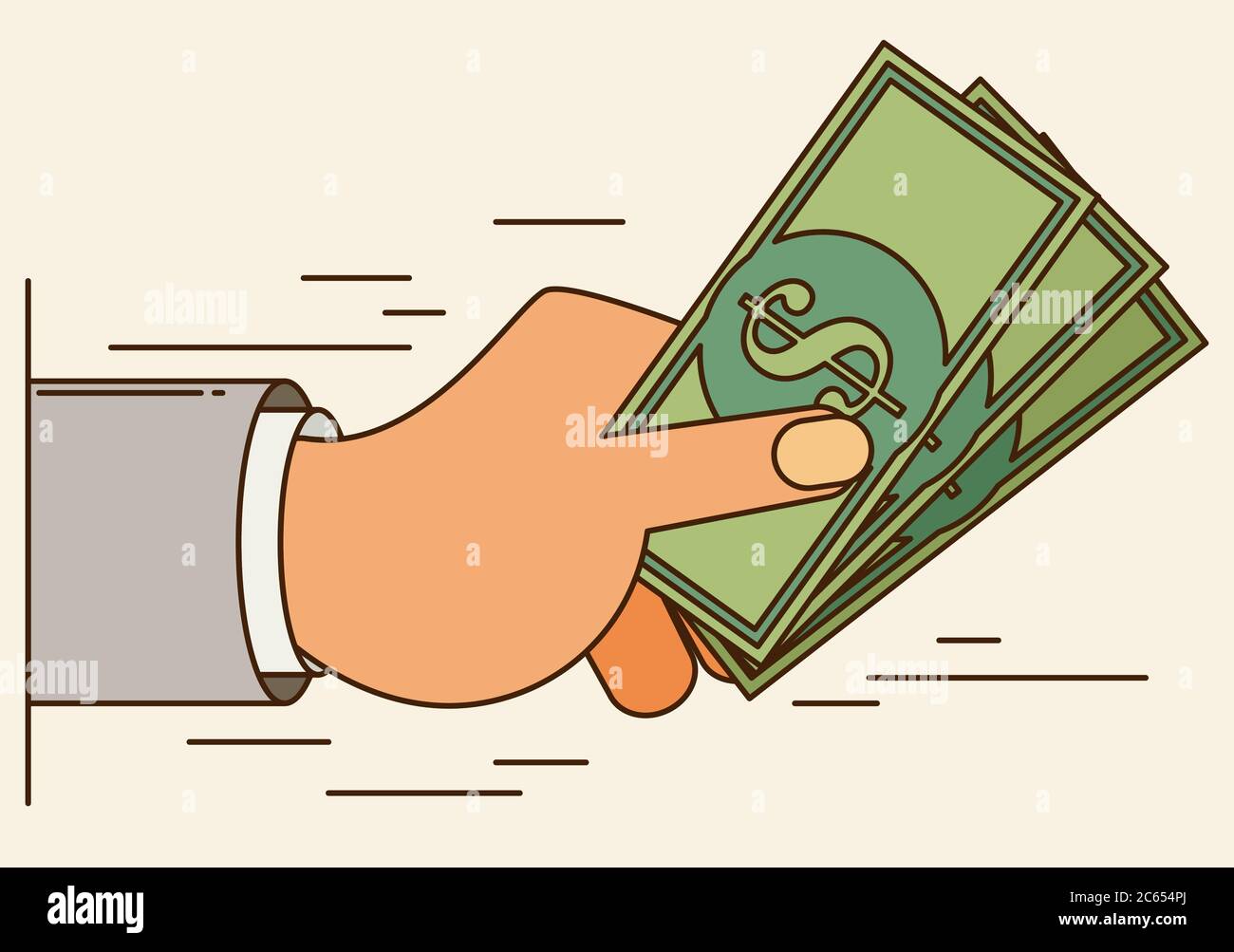 Hands holding cash banknote Stock Vector Images - Alamy