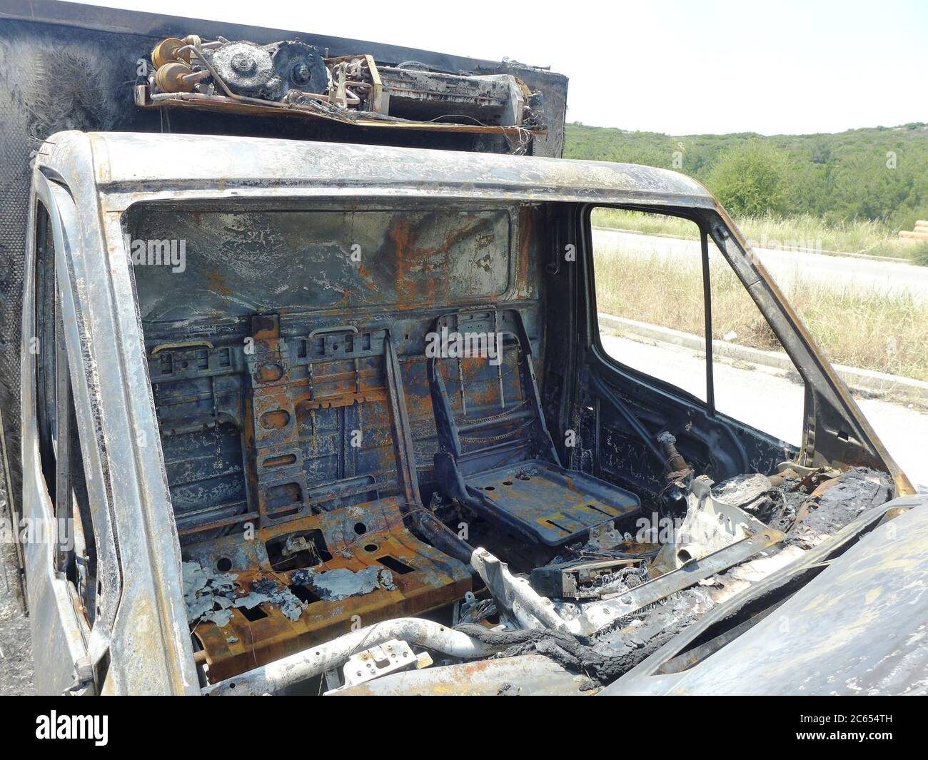 Burned out van fire hi-res stock photography and images - Alamy