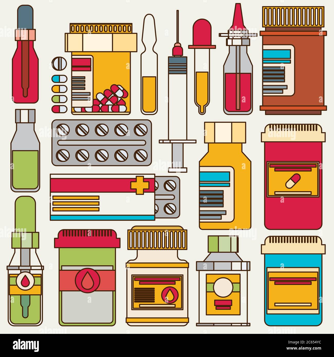 Medicine bottles collection. Bottles of drugs, tablets, capsules and ...