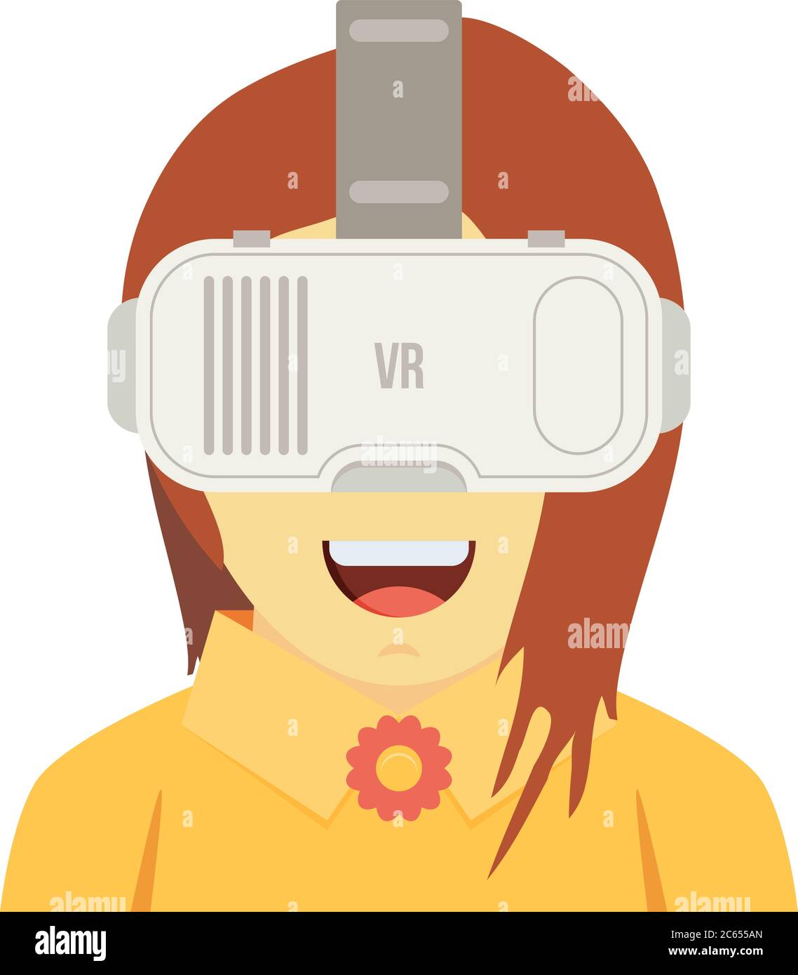 Wearing vr headset woman Stock Vector Images - Alamy