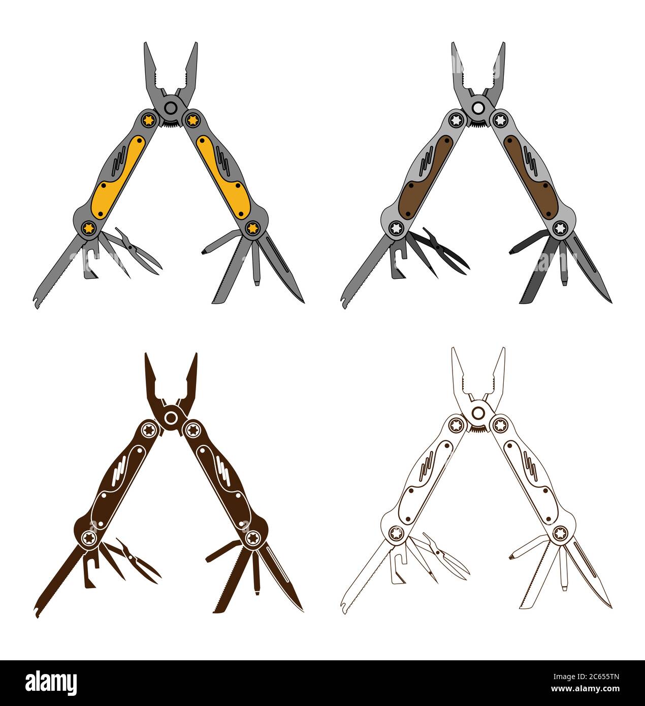 Stainless steel multifunctional pocket multi tool instrument. Flat ...