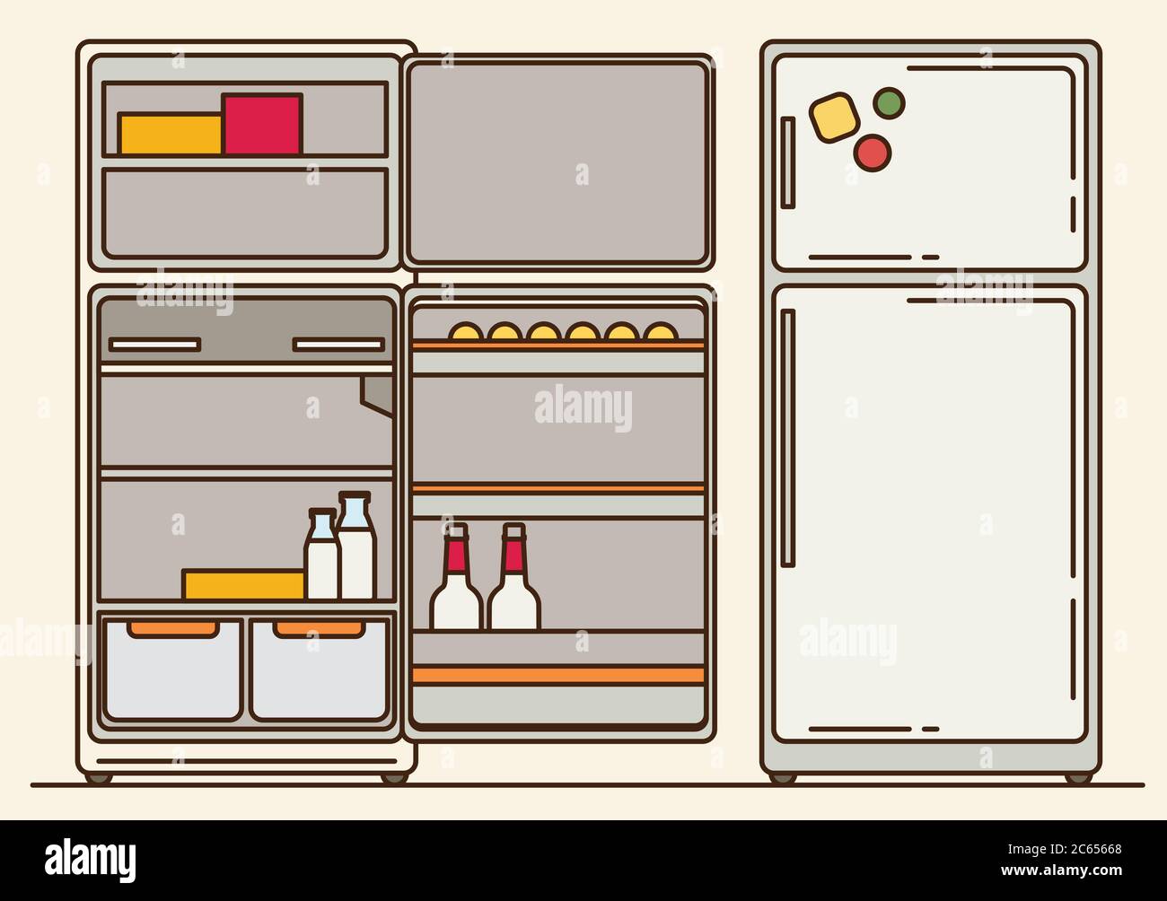 Refrigerator opened. Fridge Open and Closed Stock Vector Image & Art ...