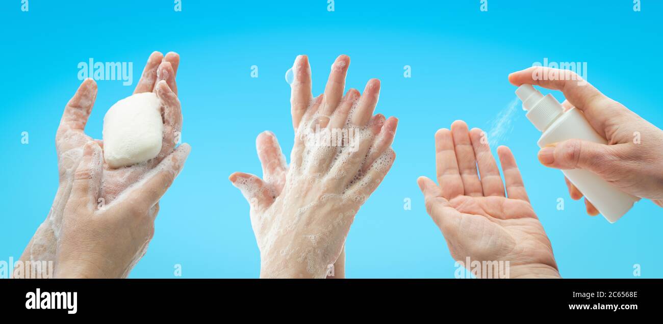 Collection of precaution tips to prevent germs, bacteria or viruses ...