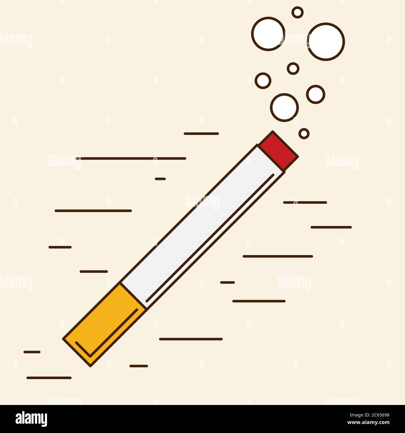 vector colored flat design cigarette orange filter illustration Stock ...