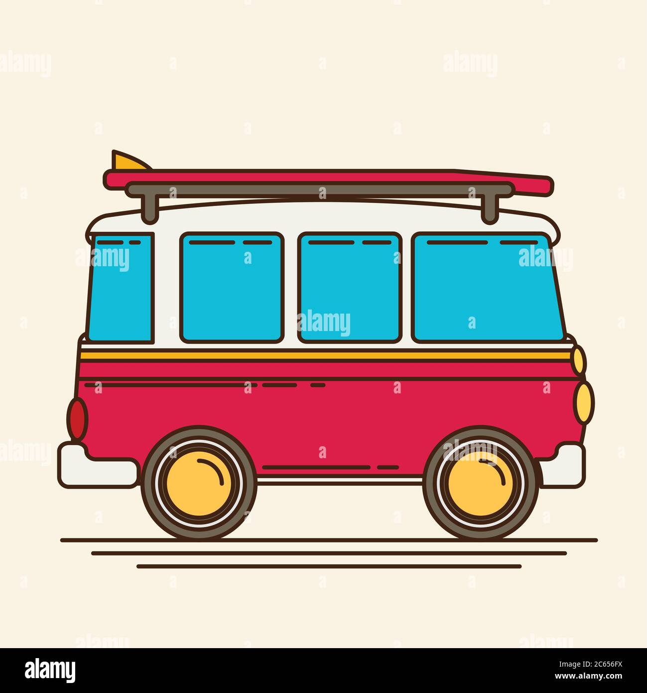 Vector illustration of a retro travel van flat style Stock Vector Image ...