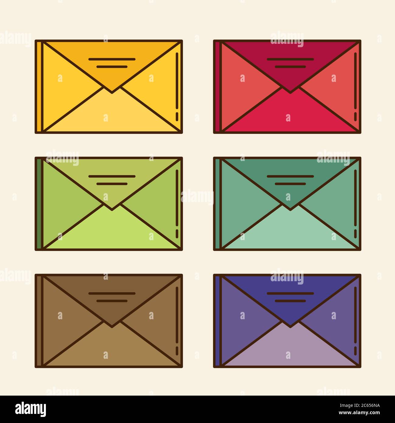 Color mail icon set in flat design style Stock Vector Image & Art - Alamy