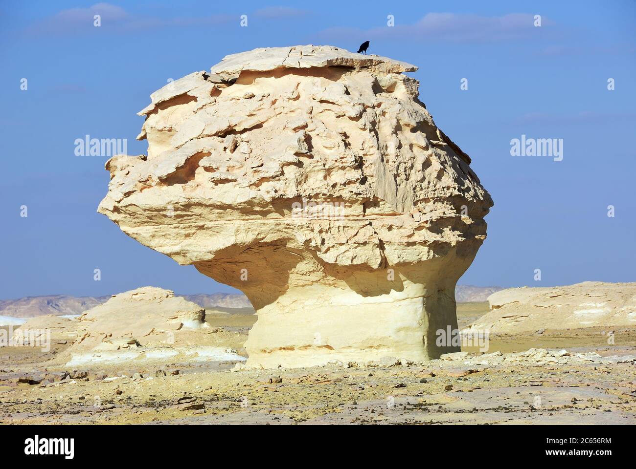 The limestone formation in White Desert at sunset, Sahara, Egypt Stock ...