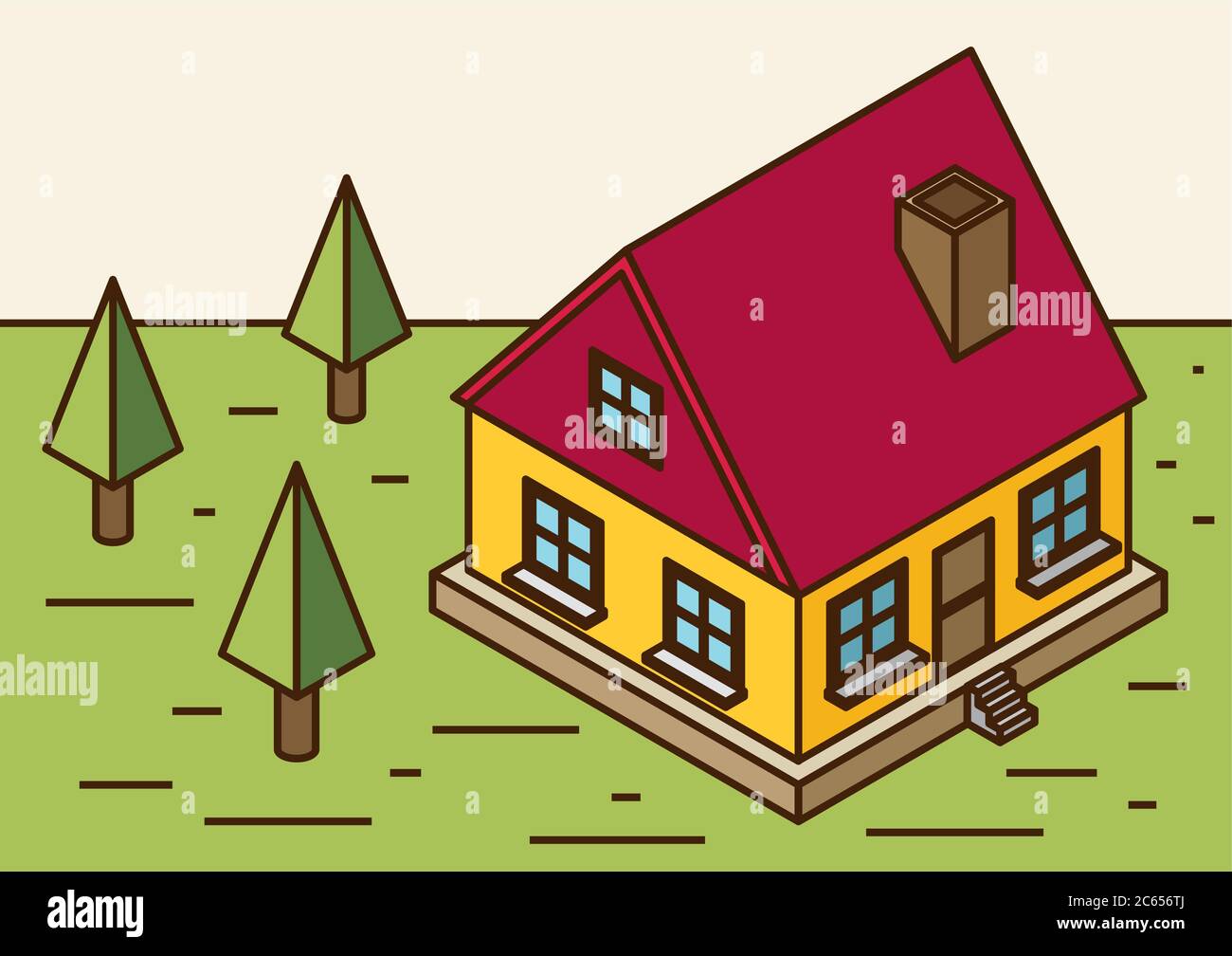 A vector illustration of a large new isometric home. Isometric home ...