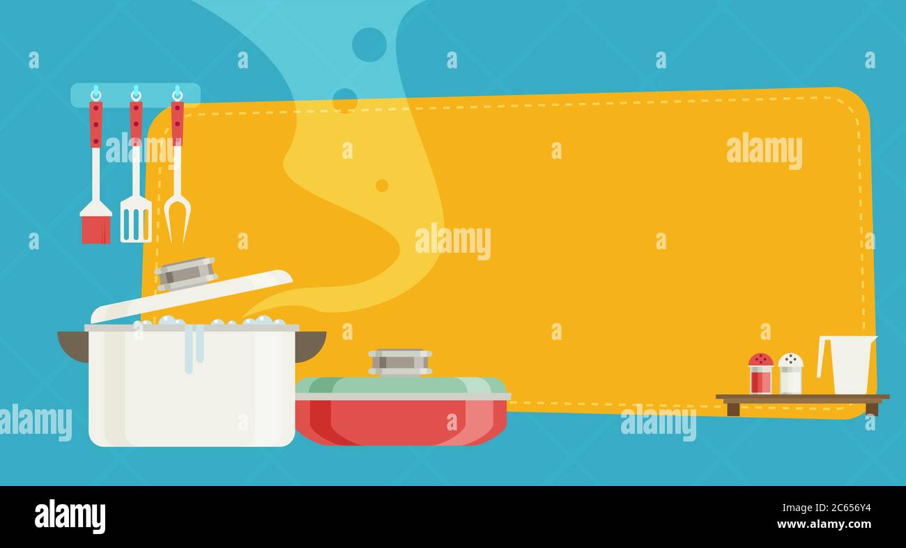 Kitchen banner. Vector illustration in flat style Stock Vector Image ...