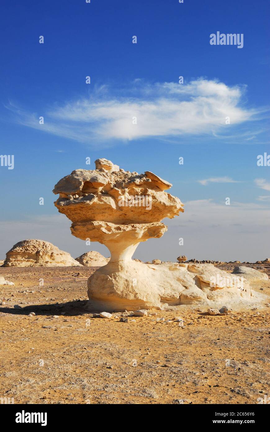 An unusual limestone formation in White Desert, Sahara, Egypt Stock ...