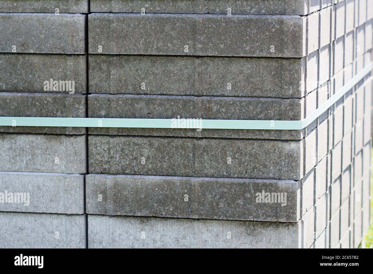 Stack of gray paving slabs. Construction of sidewalks. Building ...