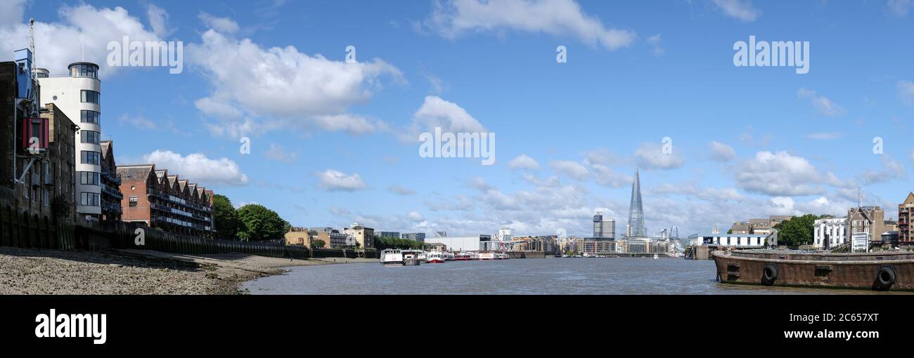 Panorama of South Bank from Rotherhithe to Tower Bridge Stock Photo - Alamy