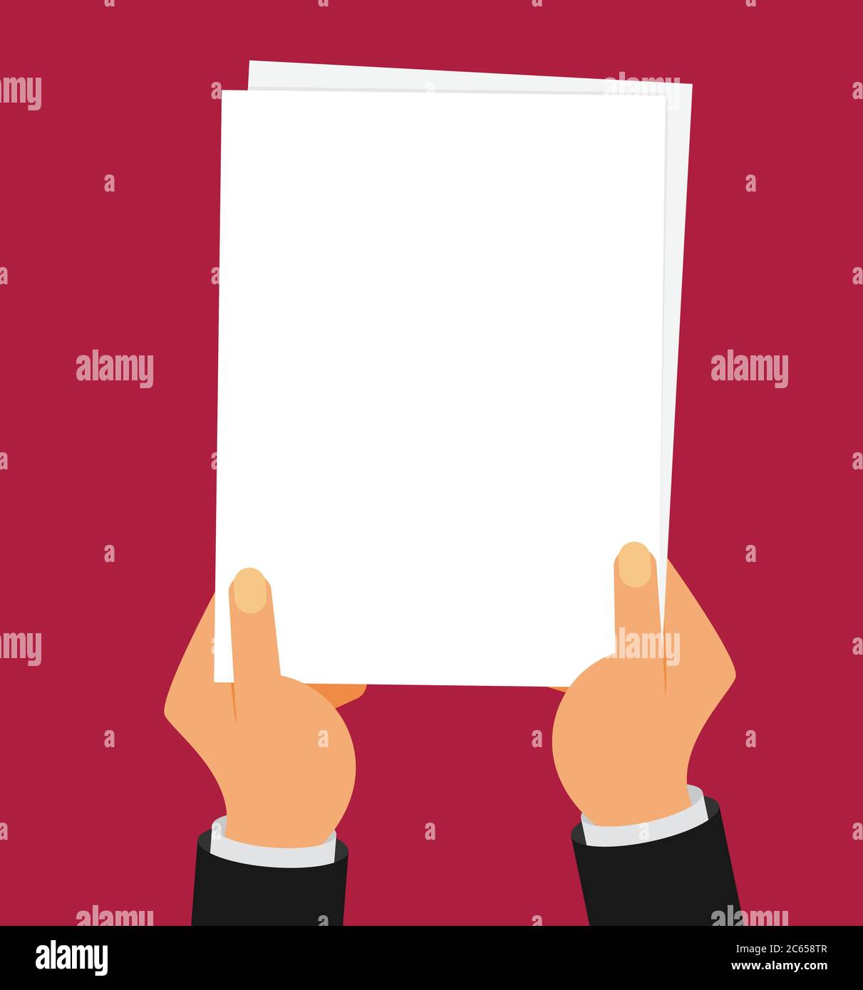 Flat vector. Two hands holding white sheet Stock Vector Image & Art - Alamy